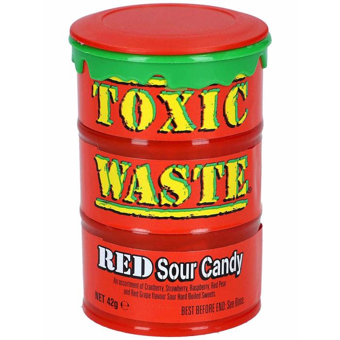 Toxic Waste Red Extra Savanyú Gyümölcs Ízű Cukorka 42g - Cukrok ...