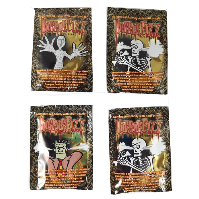 Horror Fizz Vegyes Gyümölcsízű Préselt Cukorka Cukorkaporral 12g(1db ...