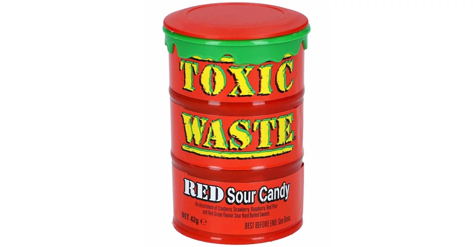 Toxic Waste Red Extra Savanyú Gyümölcs Ízű Cukorka 42g
